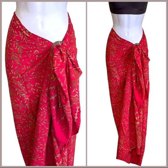 Accessories | Sarong Batik Bali Fringed Red New | Poshmark